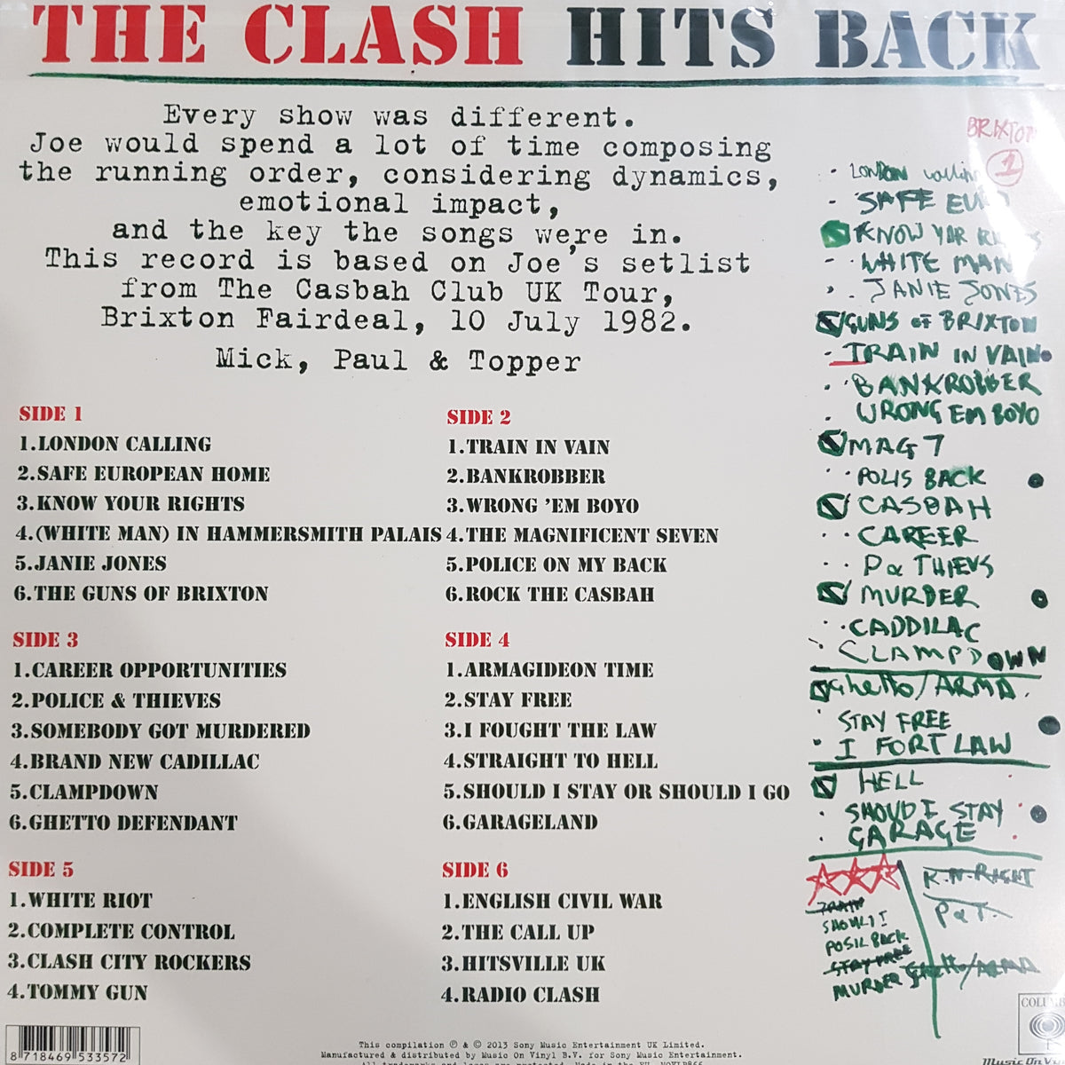 CLASH - HITS BACK (3LP) VINYL – GrevilleRecords